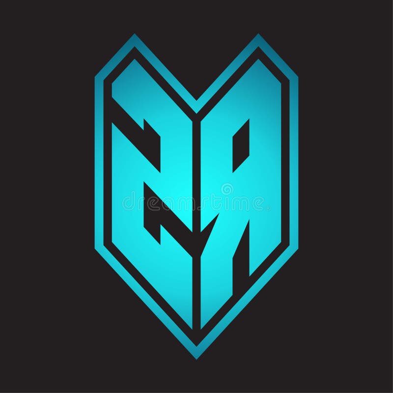 ZR Logo Monogram with Emblem Line Style Isolated on Blue Gradient ...