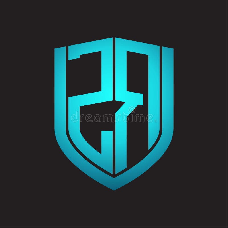 ZR Logo Monogram with Emblem Shield Design Isolated with Blue Colors on ...