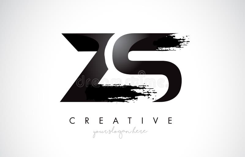 ZS Letter Design with Brush Stroke and Modern 3D Look Stock Vector ...