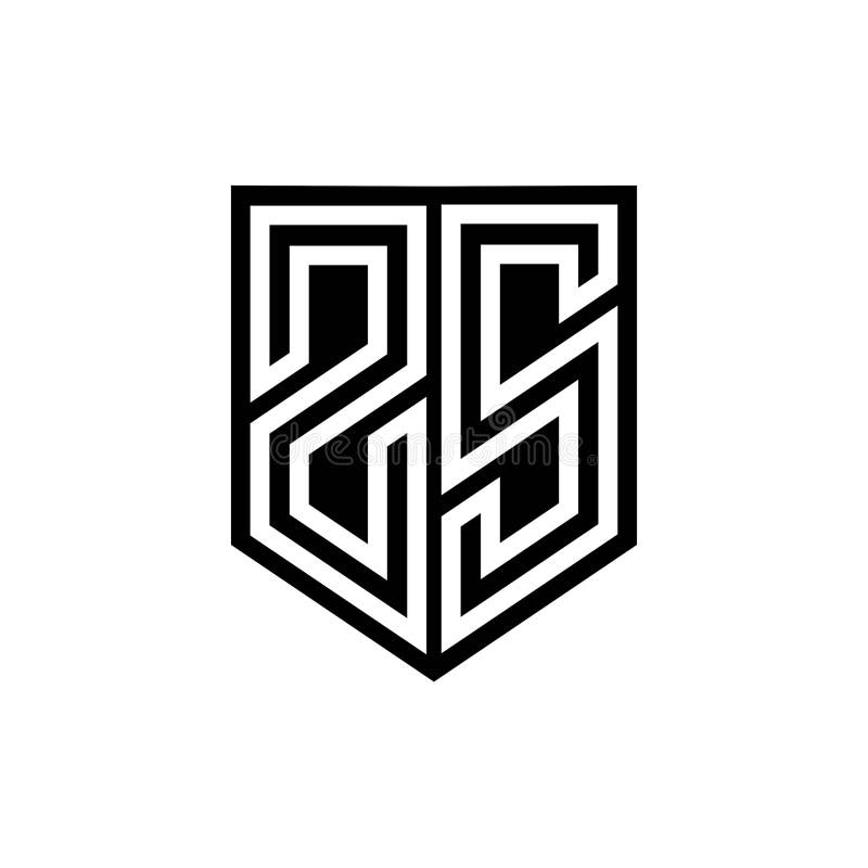 ZS Logo Monogram Shield Geometric White Line Inside Black Shield Color ...