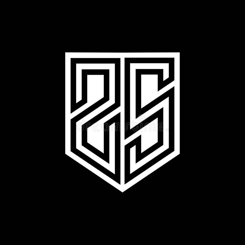 ZS Logo Monogram Shield Geometric Black Line Inside White Shield Color ...
