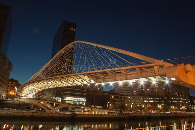 Zubizuri bridge Bilbao editorial photography. Image of lighting - 27768867
