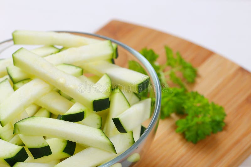 Zucchini cut into strips stock image. Image of cutting - 93149021