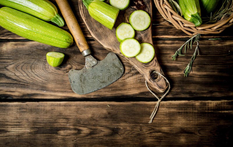 Zucchini with a Knife for Cutting . Stock Image - Image of grocery ...