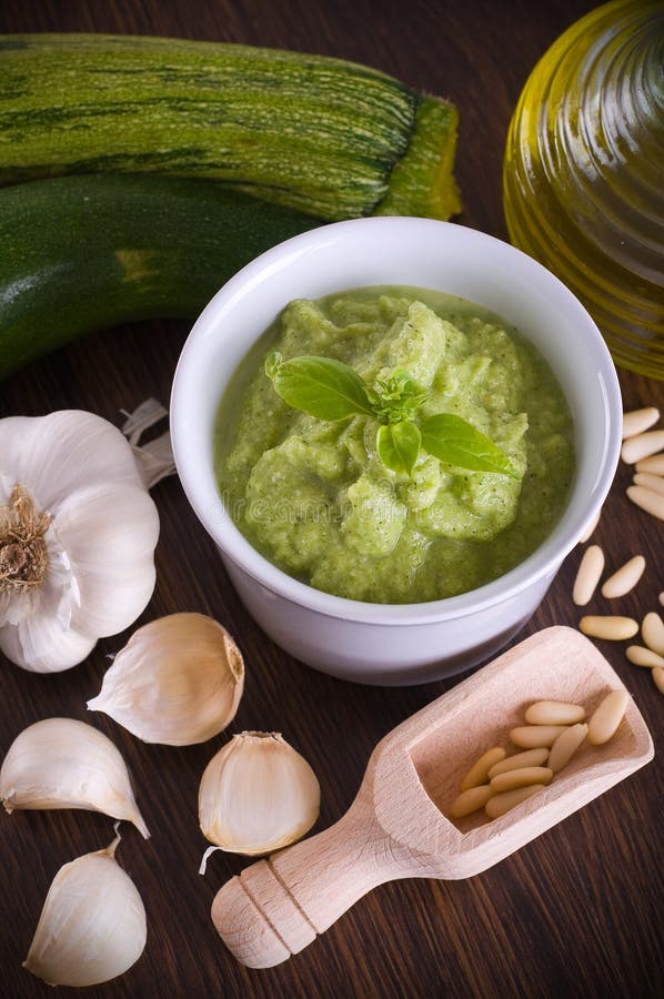 Zucchini pesto. stock photo. Image of gastronomy, food - 27696544