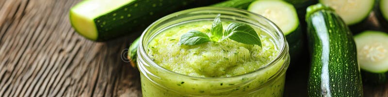 Zucchini Puree and Fresh Zucchini. Selective Focus Stock Photo - Image ...