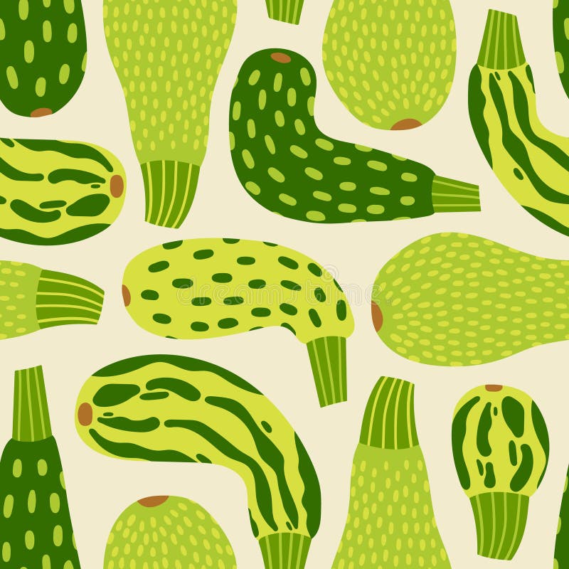 Zucchini Seamless Pattern. Fresh Vegetable Squash Print for Kitchen ...