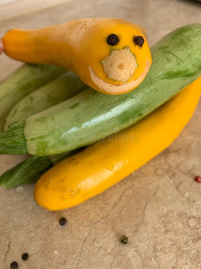 Zucchini with smile stock photo. Image of zucchini, gourd - 223702526