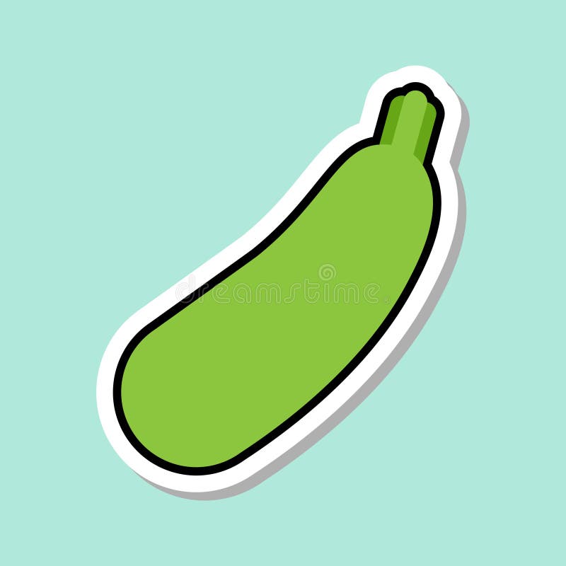 Zucchini Sticker on Blue Background Colorful Vegetable Icon Stock ...