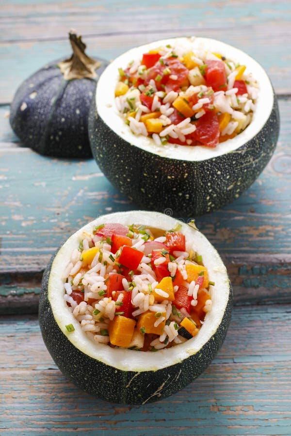 Zucchini Stuffed with Rice and Vegetables Stock Image - Image of ...