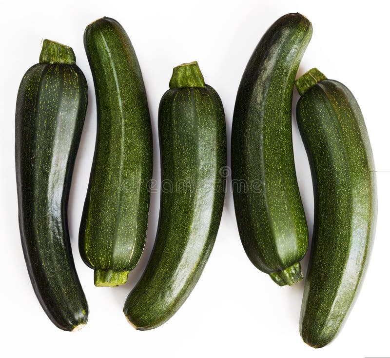 Zucchini Zucchetti, Courgettes on a White Background Stock Image ...