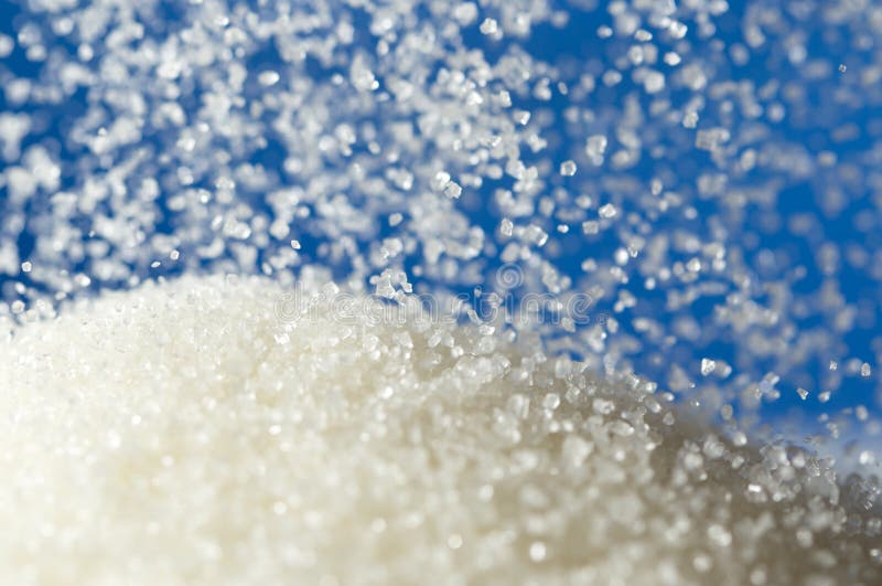 Zucker Auf Einem Blauen Hintergrund Stockbild - Bild von weiß ...