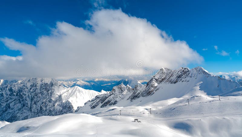 Zugspitze Ski Resort in Bavarian Alps, Germany Stock Image - Image of ...
