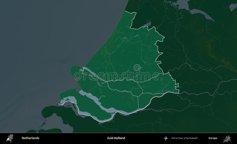 Zuid-Holland Highlighted, Netherlands. Physical Stock Illustration ...