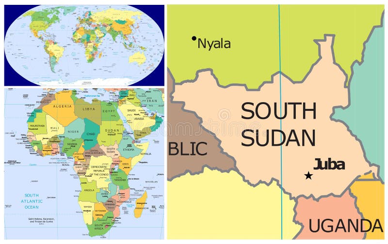 Zuid-Soedan & Wereld stock illustratie. Illustration of china - 83439259