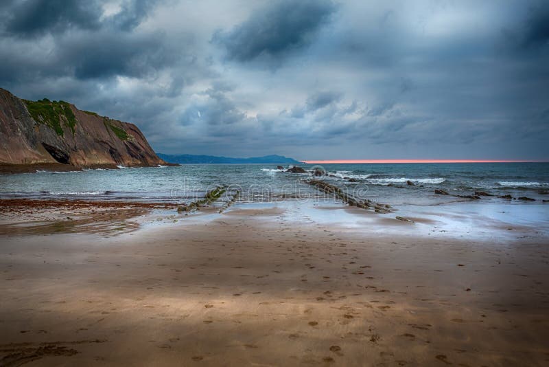 Zumaia Beach,basque Country,spain at Sunset Stock Photo - Image of ...