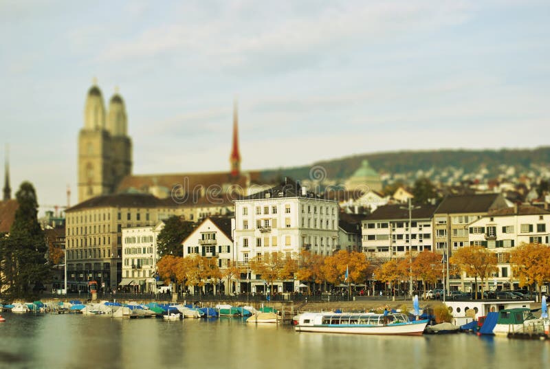 Zurich in autumn stock photo. Image of golden, quai, tower - 27031566