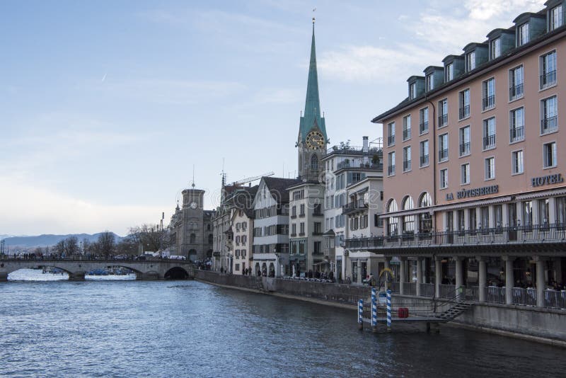 Zurich, Bridge Over River Limmat Editorial Photo - Image of downtown ...