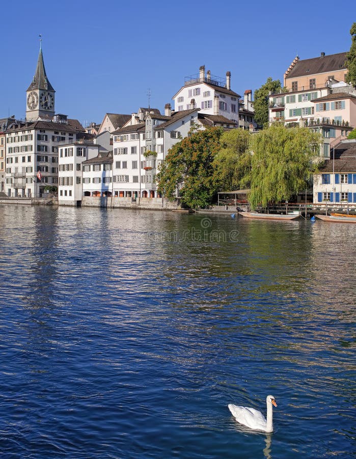 Zurich, the Limmat river stock photo. Image of europe - 53449276