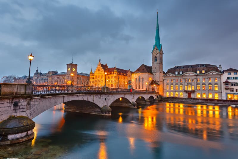 Zurich at night stock image. Image of night, dusk, dark - 34934069