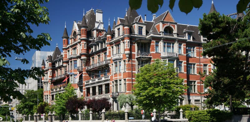 Zurich Red Palace stock image. Image of rotes, brick - 20063867