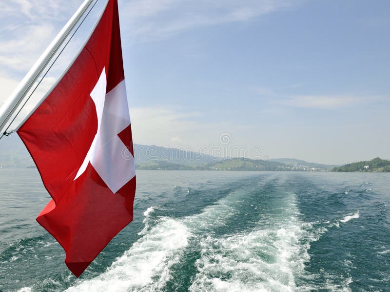 Zurich Switzerland Lake with Flag Stock Photo - Image of high, park ...