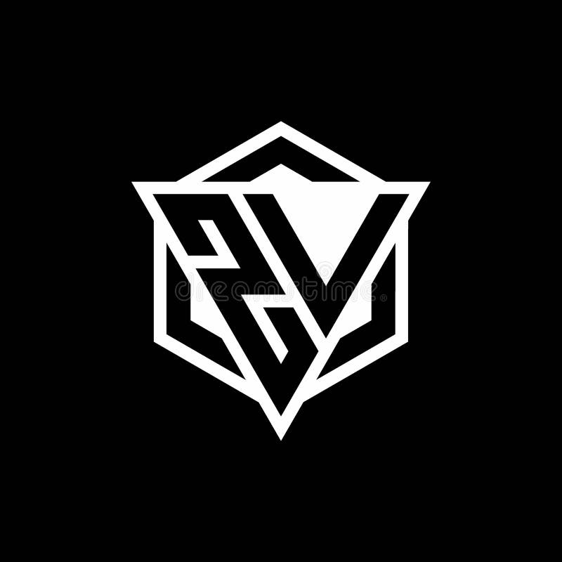 ZV Logo Monogram with Triangle and Hexagon Shape Combination Stock ...