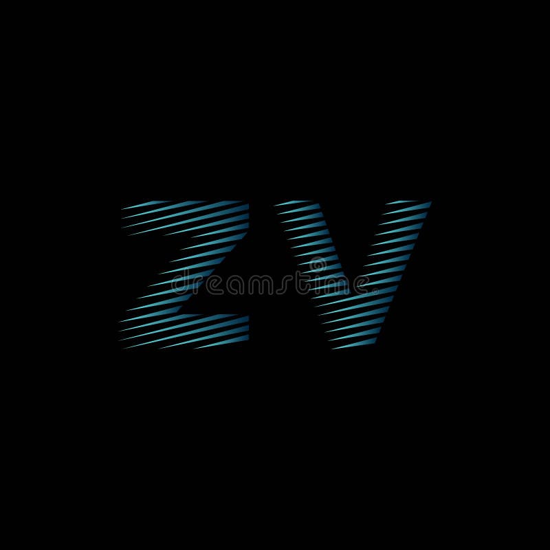 ZV Monogram Lines Style Blue Light Vector Stock Vector - Illustration ...
