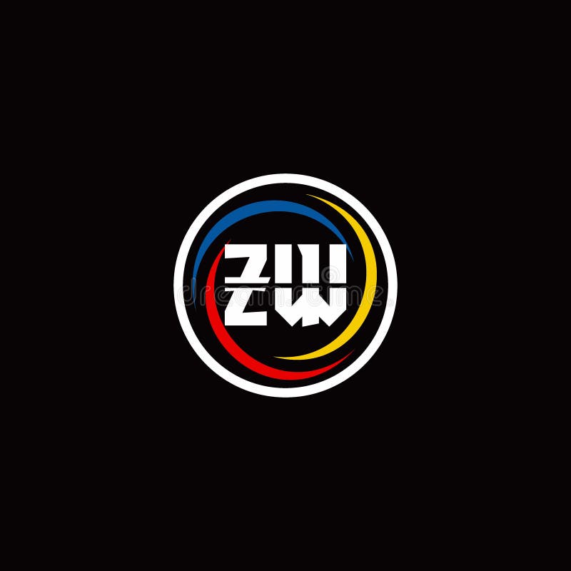 ZW Monogram Logo Isolated on Circle Shape with 3 Slash Colors Rounded ...