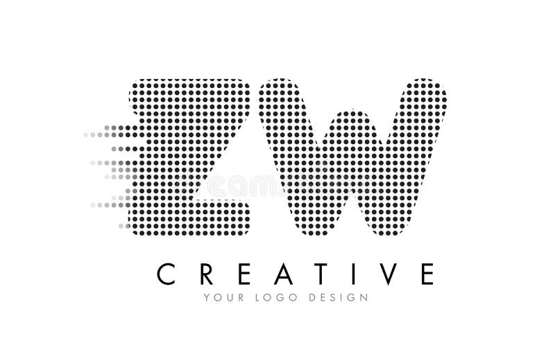 ZW Z W Letter Logo with Black Dots and Trails. Stock Vector ...
