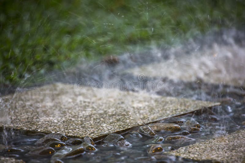 Zware regen bij het park stock afbeelding. Image of koude - 63164063