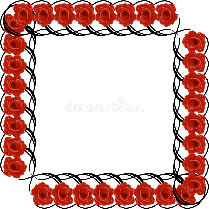 Zwart kader met rode rozen vector illustratie. Illustration of ...