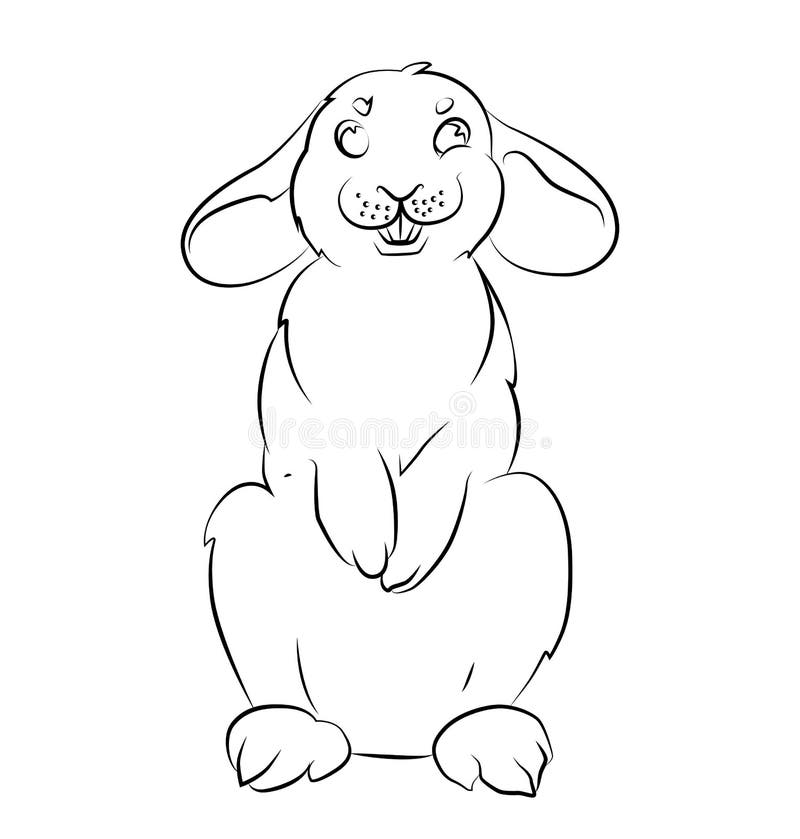 Zwart-wit Beeld Van Een Konijn Vector Illustratie - Illustration of ...
