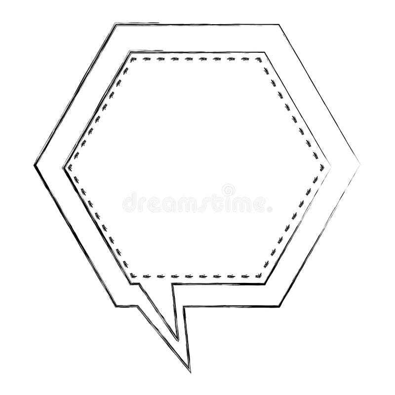 Zwart-wit Vage Contour Van Hexagon Kader Callout Dialoog Stock ...
