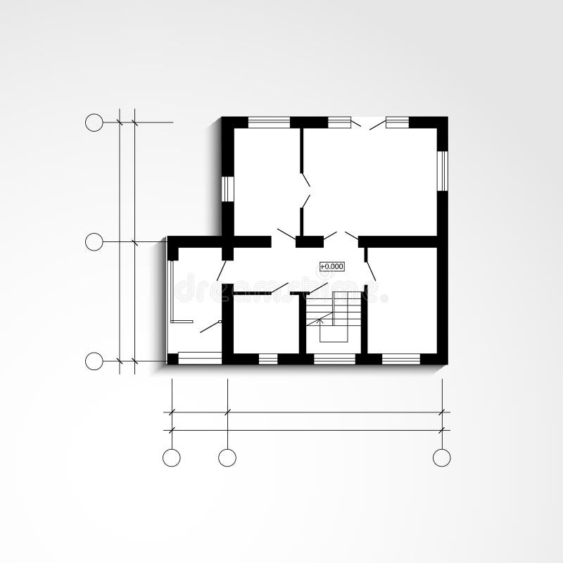 Zwart-wit Vloerplan Van Een Huis Stock Illustratie - Illustration of ...
