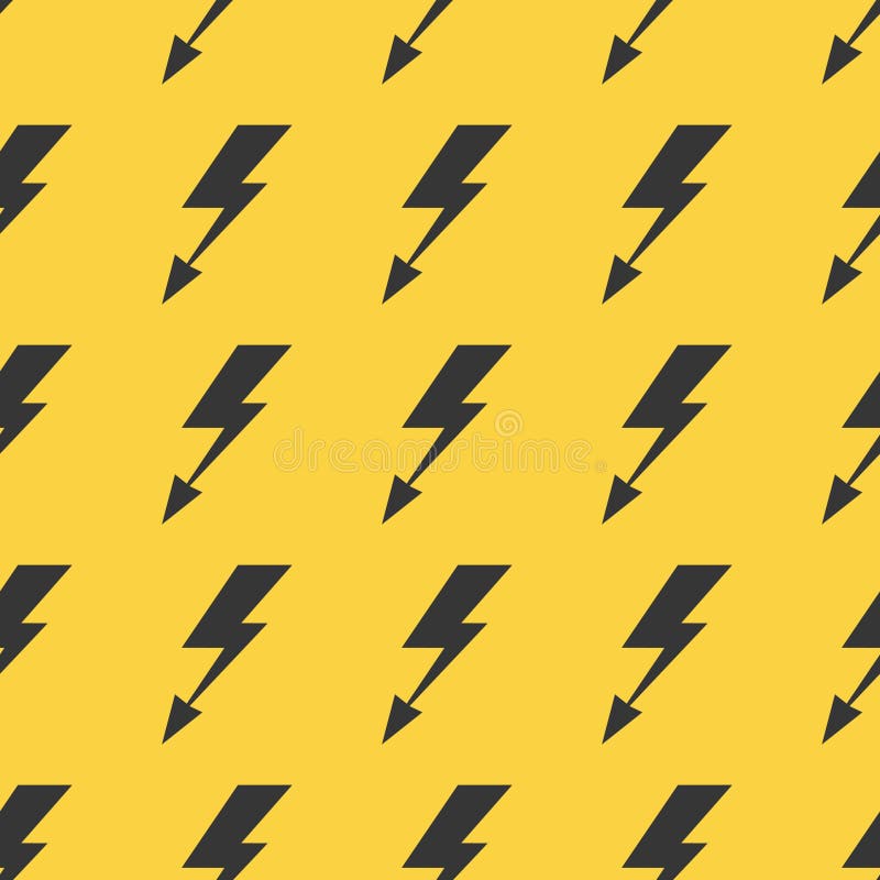 Geel Bliksem Zwart Vector Naadloos Patroon Vector Illustratie ...