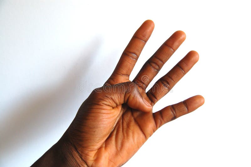 Zwarte hand vier stock afbeelding. Image of aantal, gebaar - 247793