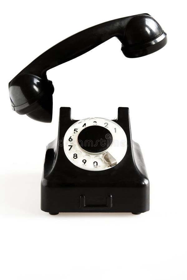 Zwarte ouderwetse telefoon stock afbeelding. Image of antwoord - 1078401