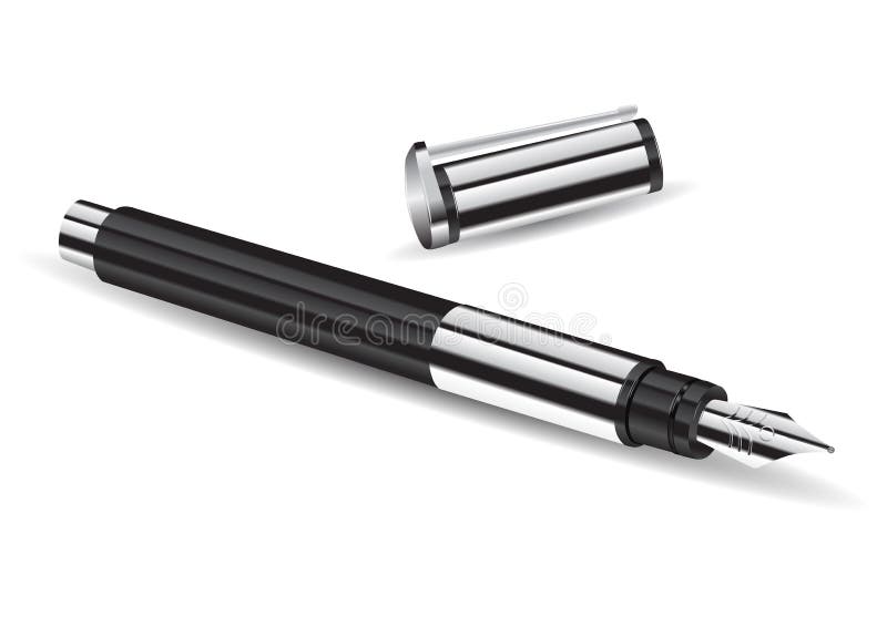 Zwarte/Zilveren Vulpen - Vectorillustratie Vector Illustratie ...