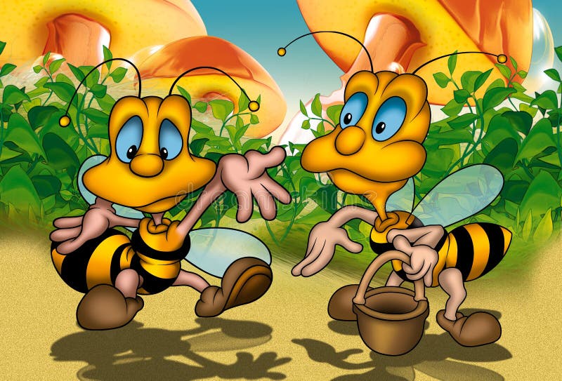Zwei Bienen vektor abbildung. Illustration von kindheit - 49320392