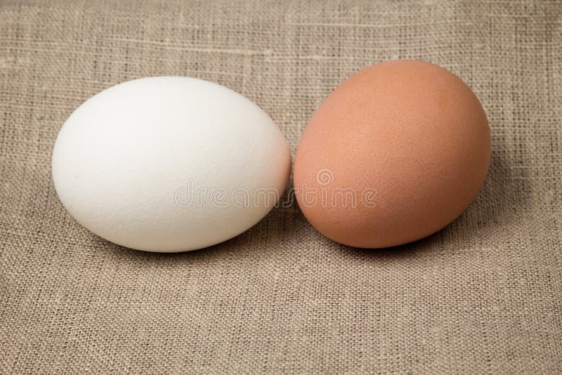 Zwei Eier auf Leinwand stockbild. Bild von nahaufnahme - 28975627