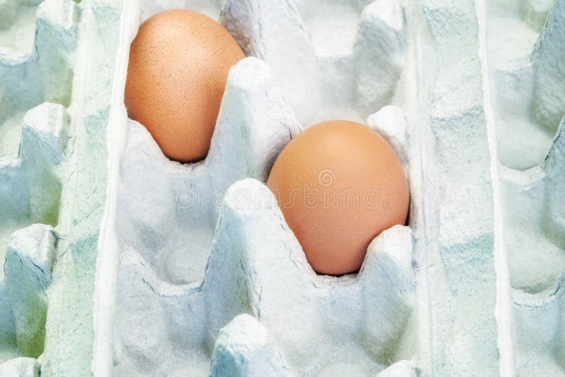 Zwei Eier im leeren Paket stockfoto. Bild von braun, bauernhof - 51500632