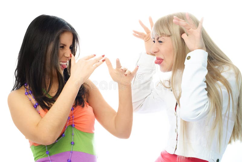 Zwei Freunde Streit Und Bilden Gesichter Stockbild - Bild von grimasse ...