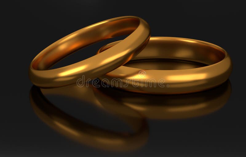 Zwei Goldene Eheringe Auf Dunklem Hintergrund Stock Abbildung ...