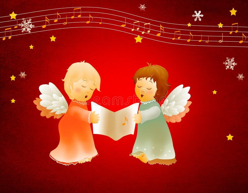 Zwei kleine Engel singen stock abbildung. Illustration von abbildung ...