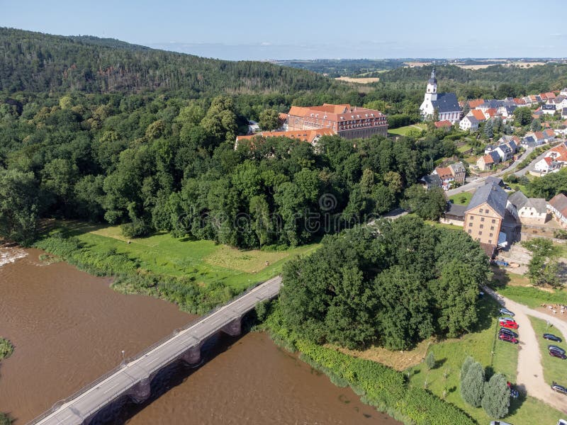 Zwickauer Mulde and Wechselburg from Above Stock Image - Image of east ...