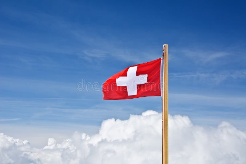 Zwitserse vlag stock afbeelding. Image of kruis, vliegen - 8724937