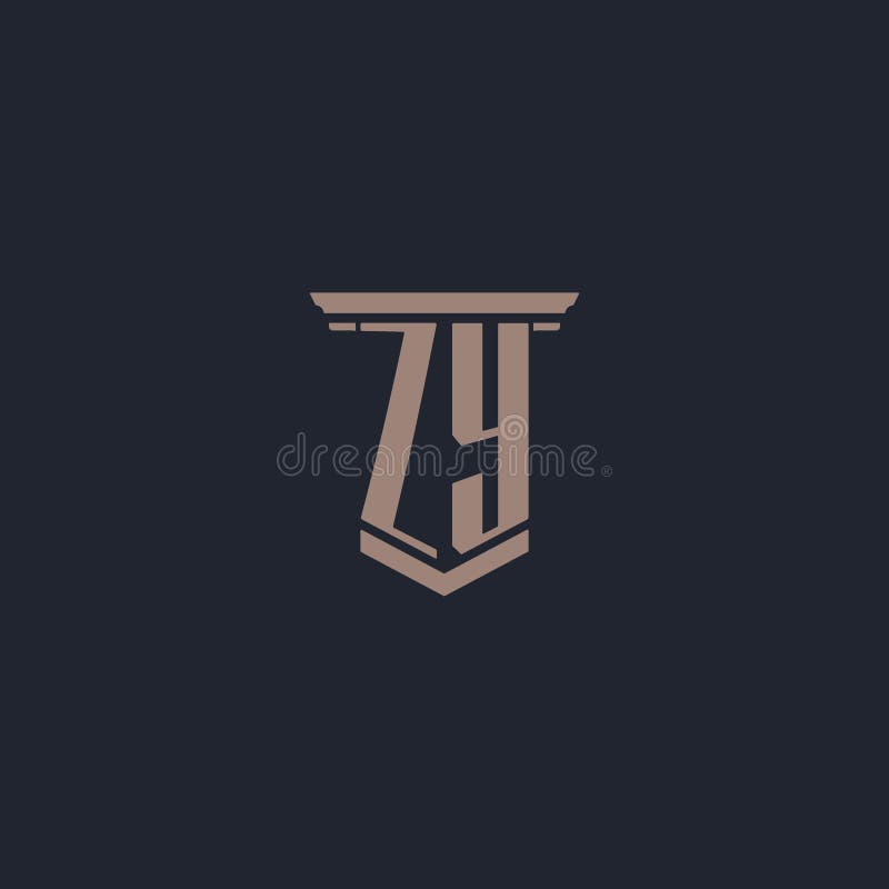 ZY Initial Monogram Logo with Pillar Style Design Stock Vector ...