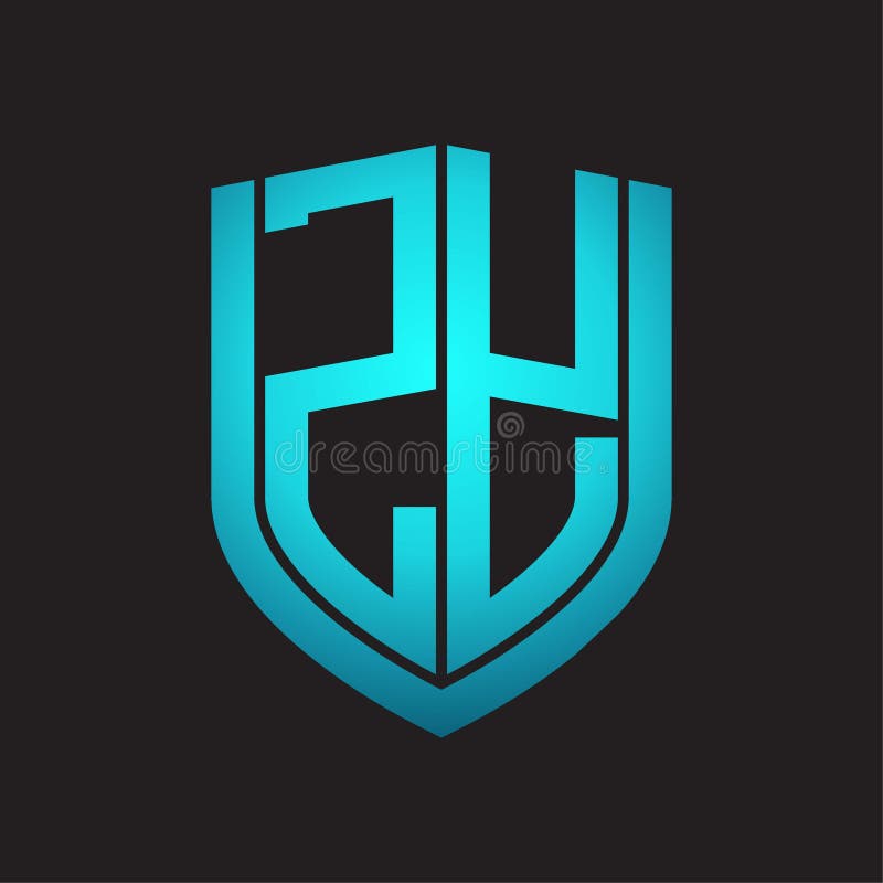 ZY Logo Monogram with Emblem Shield Design Isolated with Blue Colors on ...