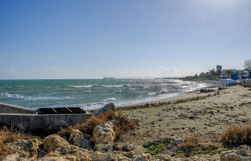 Zygi, Cyprus, a Beach View. Stock Photo - Image of trees, rocks: 89656896